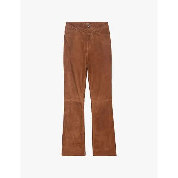 Zadig&Voltaire Pistol Flared-leg Suede Trousers - Cognac