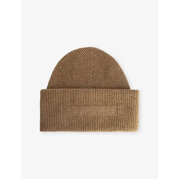 Zadig&Voltaire Ben Brand-embroidered Cashmere Beanie - Cognac