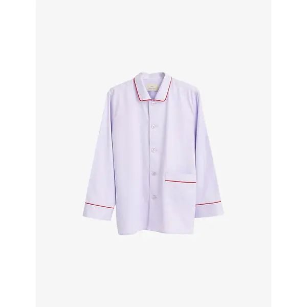 HAY Outline Contrast-piping Cotton Pyjama Shirt - Lavender