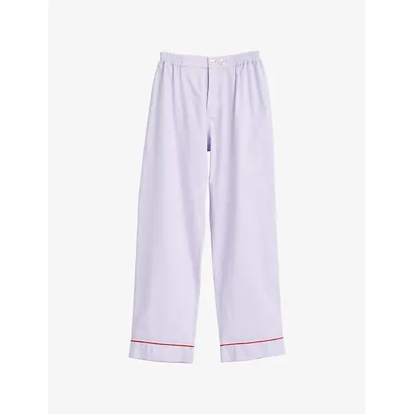 HAY Outline Contrast-piping Cotton Pyjama Trousers - Lavender