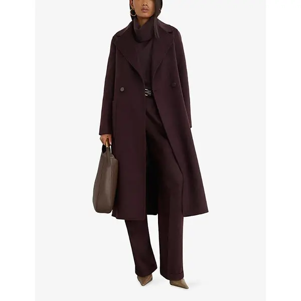 REISS Lucia Wool-blend Coat - Grape