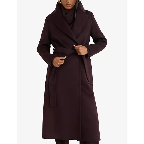 REISS Lucia Wool-blend Coat - Grape