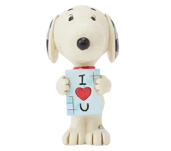 JIM SHORE Peanuts Snoopy W/ Love Sign Mini F Igurine 3.1in H - One-color