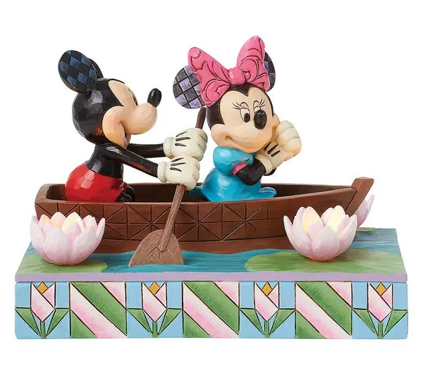 JIM SHORE Disney Traditions Mickey & Minnie Lov E Rowboat Led - One-color
