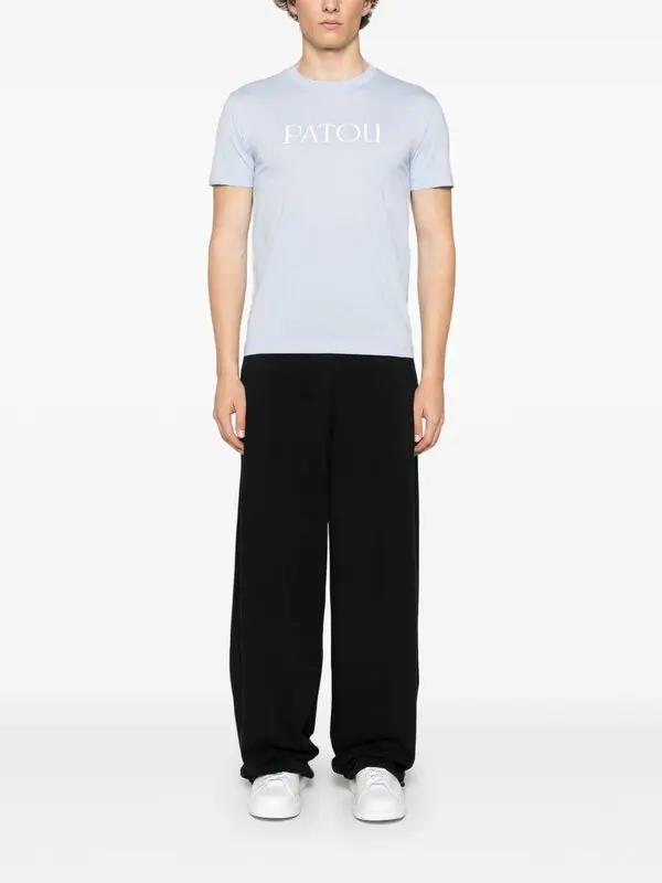 Patou Logo-Print Organic Cotton T-Shirt - Blue - 20% Off