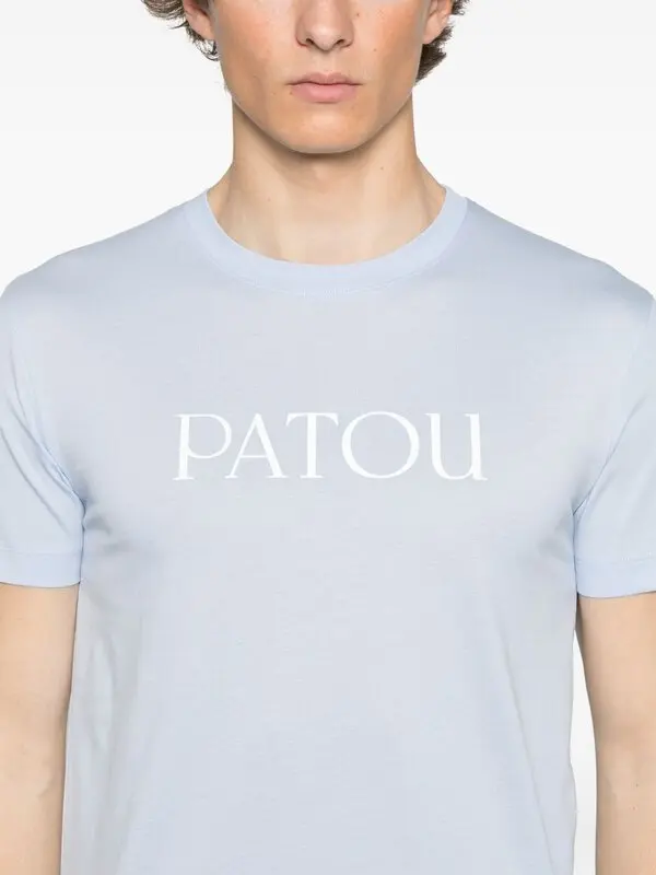 Patou Logo-Print Organic Cotton T-Shirt - Blue - 20% Off
