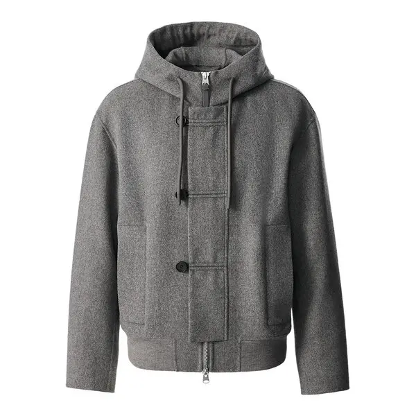Mackage Malik Double-face Wool Hooded Jacket - Carbon Mix