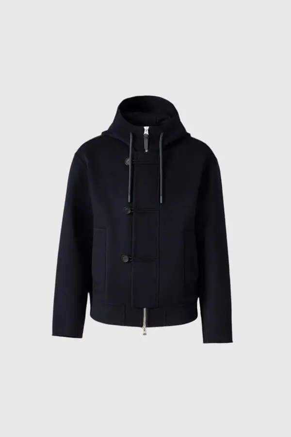 Mackage Malik Double-face Wool Hooded Jacket - Navy