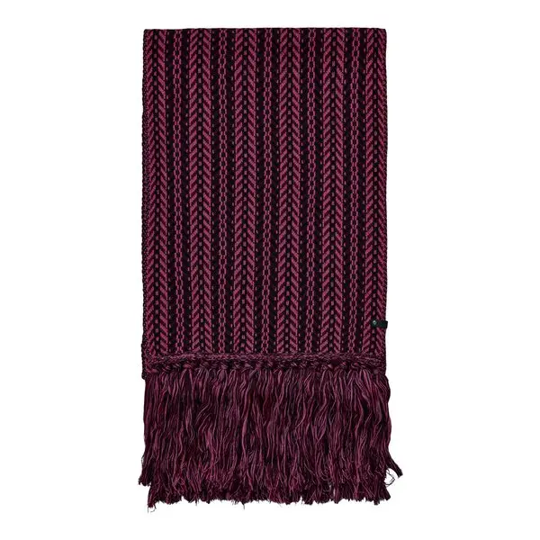 Mackage Mona-ck Rectangular Jacquard Wool Scarf With Fringed Ends - Bright Pink