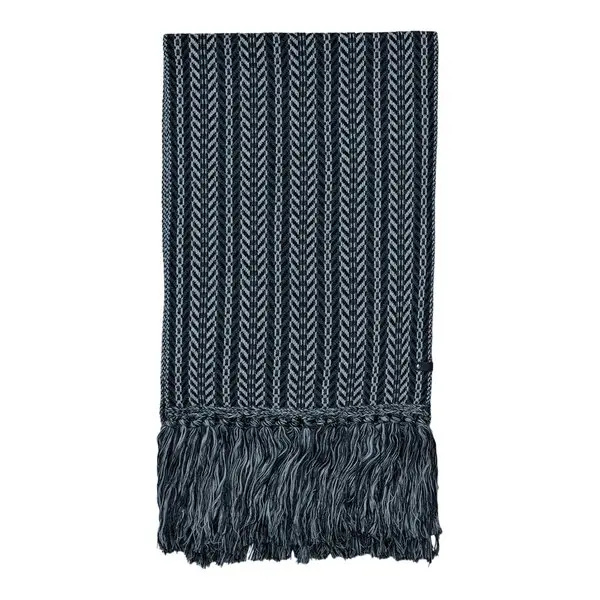 Mackage Mona-ck Rectangular Jacquard Wool Scarf With Fringed Ends - Carbon