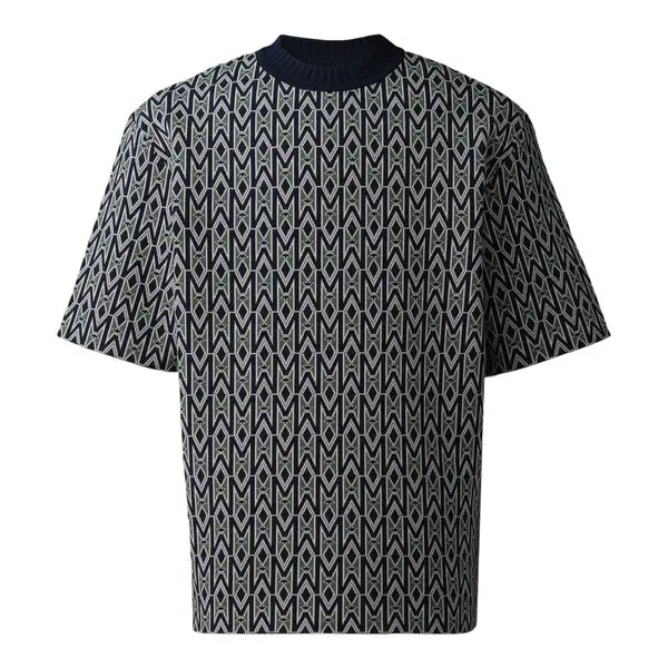 Mackage Abram-mg Jacquard Monogram Knit Top - Navy