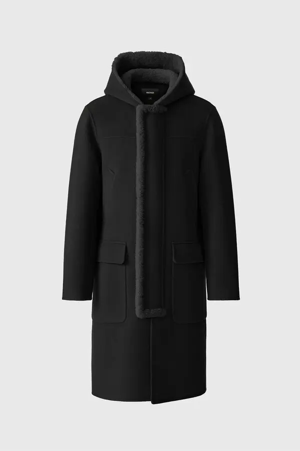 Mackage Abraham Long Hooded Wool Coat - Black