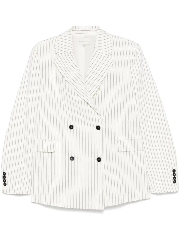 Loulou De Saison Loulou Studio Striped Double-breasted Blazer - White