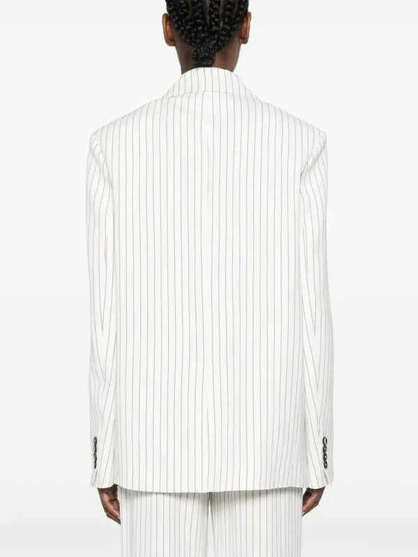 Loulou De Saison Loulou Studio Striped Double-breasted Blazer - White
