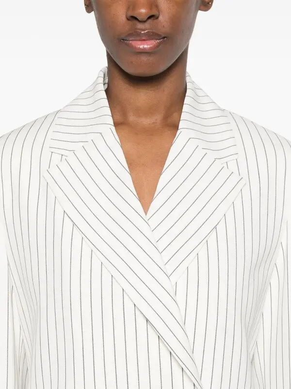 Loulou De Saison Loulou Studio Striped Double-breasted Blazer - White