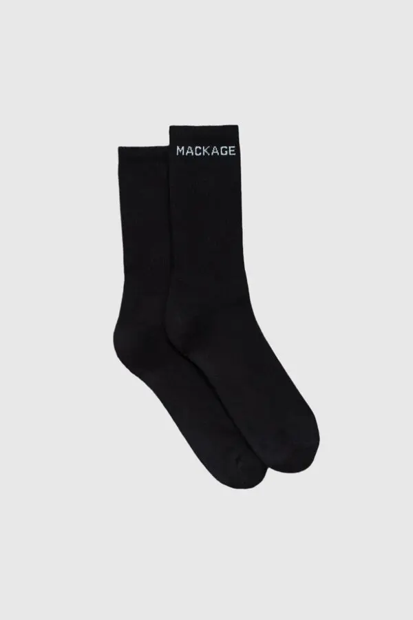Mackage Woods Stretch Cotton Logo Socks - Black