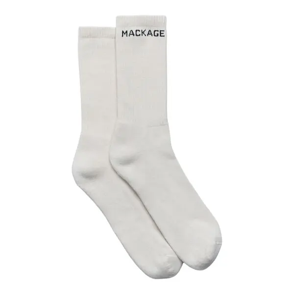 Mackage Woods Stretch Cotton Logo Socks - Cream