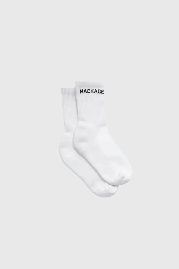 Mackage Woods Stretch Cotton Logo Socks - White-navy