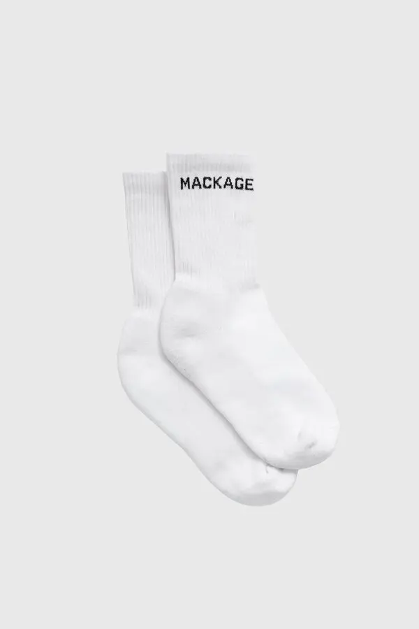 Mackage Woods Stretch Cotton Logo Socks - White-navy