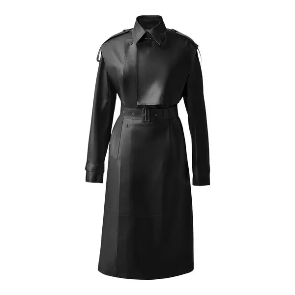 Mackage Adriana Calfskin Trench Coat With Belt - Black