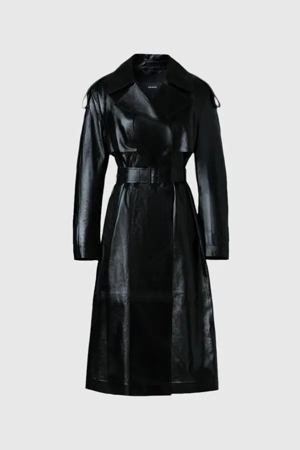 Mackage Carmela Leather Trench Coat - Black