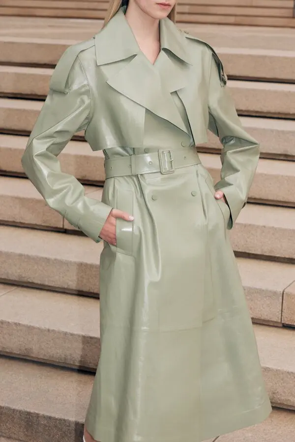 Mackage Carmela Leather Trench Coat - Matcha