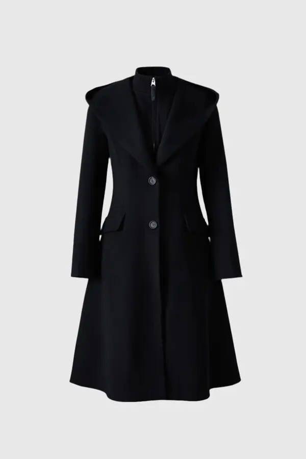 Mackage Handmade Wool-blend Coat With Removable Bib - Black