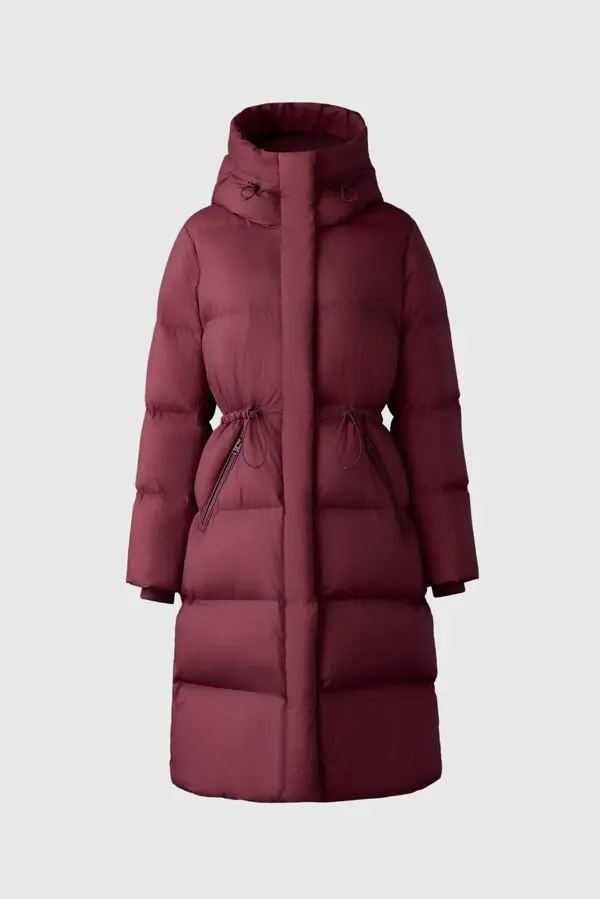 Mackage Ishani-sw Softwash Long Down Coat With Hood - Garnet