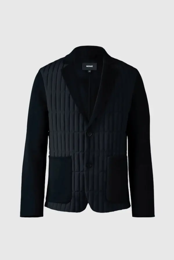 Mackage John Mixed-media Quilted Wool Blazer - Black