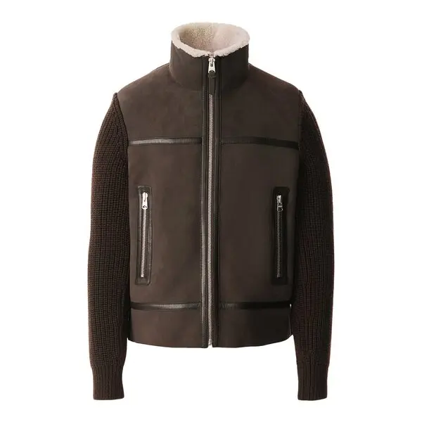 Mackage Jonathan Mixed-media Shearling Jacket - Coffee-natural