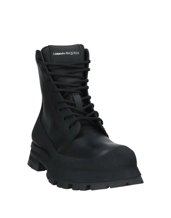 Alexander McQueen Leather Lace-up Combat Boots - Black