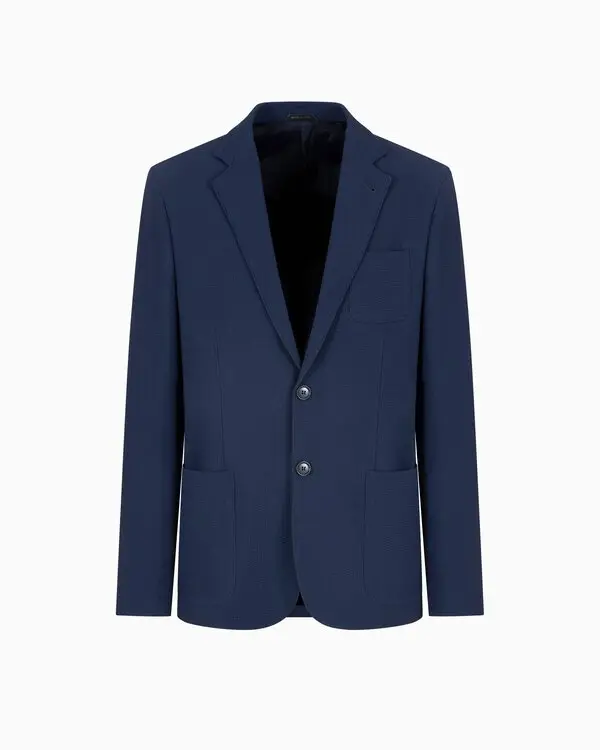 Giorgio Armani Textured Suit Separate Jacket Blue Editorialist