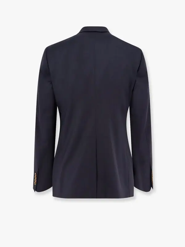Dolce & Gabbana Stretch Virgin Wool Blazer With Frontal Logo Patch