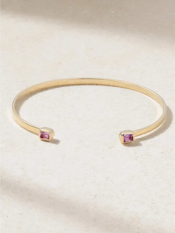 STONE AND STRAND Myrtle 14-karat Gold Sapphire Cuff - Pink