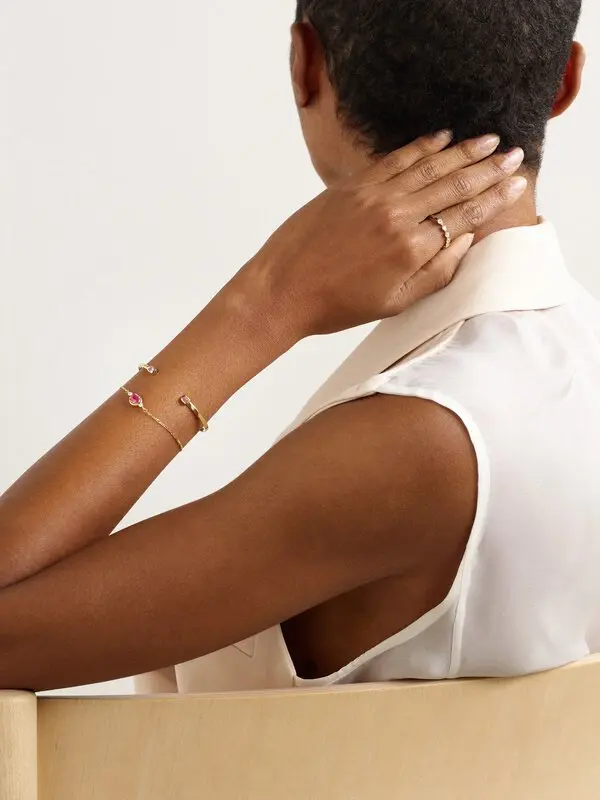 STONE AND STRAND Myrtle 10-karat Gold Sapphire Cuff