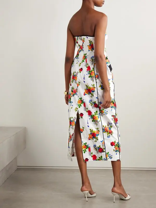 Kika Vargas Maryan Strapless Floral-Print Midi Dress In White - 50% Off |  Editorialist