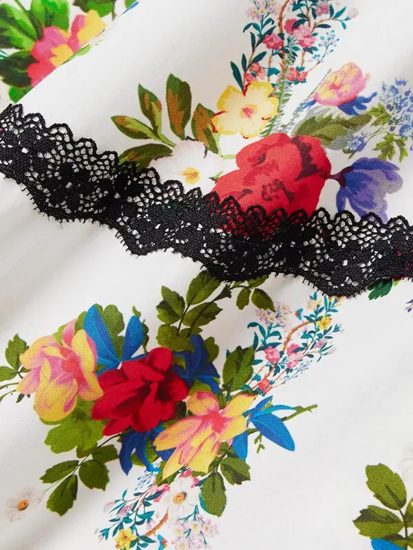 KIKA VARGAS Mj Lace-trimmed Floral-print Top