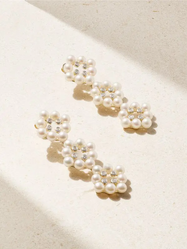 Mateo 14-karat Pearl And Diamond Dangle Earrings - White