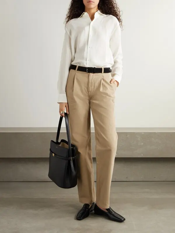 Ralph Lauren Fallon Pleated Cotton-twill Pants