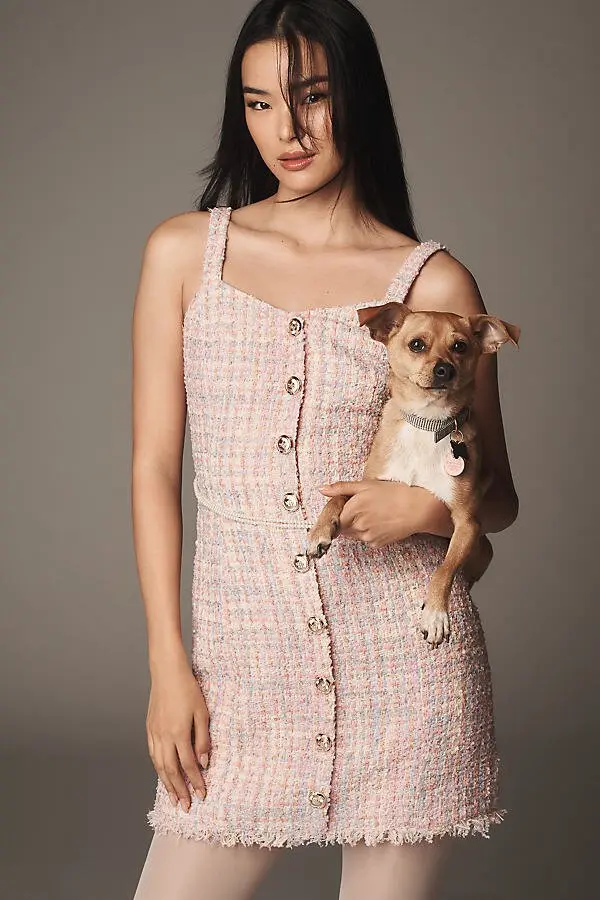 Walter Baker Cecilia Sleeveless Tweed Mini Dress - Pink Pattern