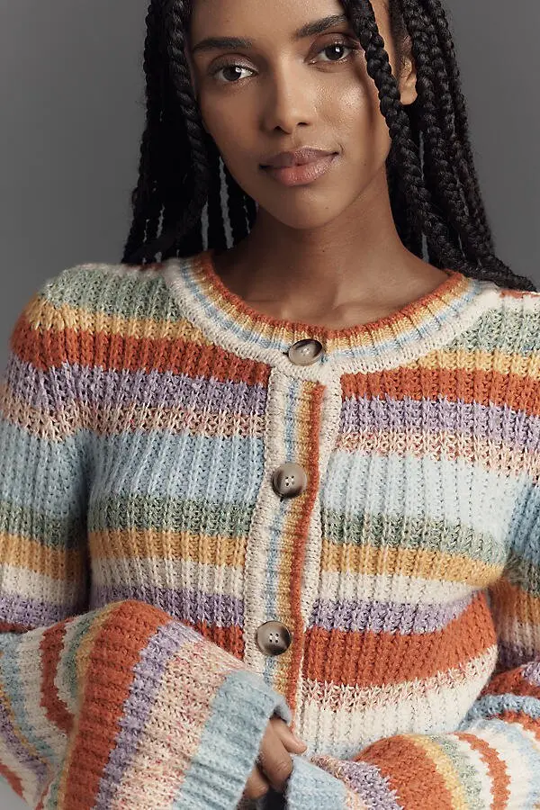 Anthropologie Pilcro Ribbed Stripe Cardigan
