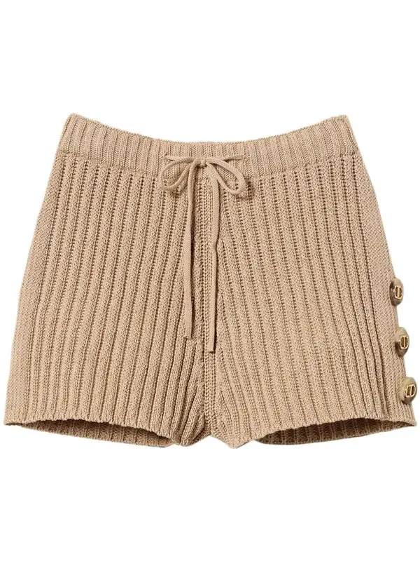 TWINSET Button-detail Ribbed-knit Shorts