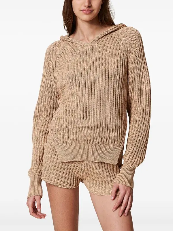 TWINSET Ribbed-knit Hooded Sweater