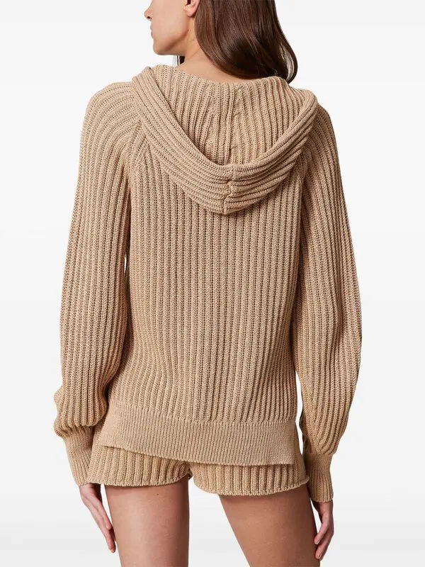 TWINSET Ribbed-knit Hooded Sweater