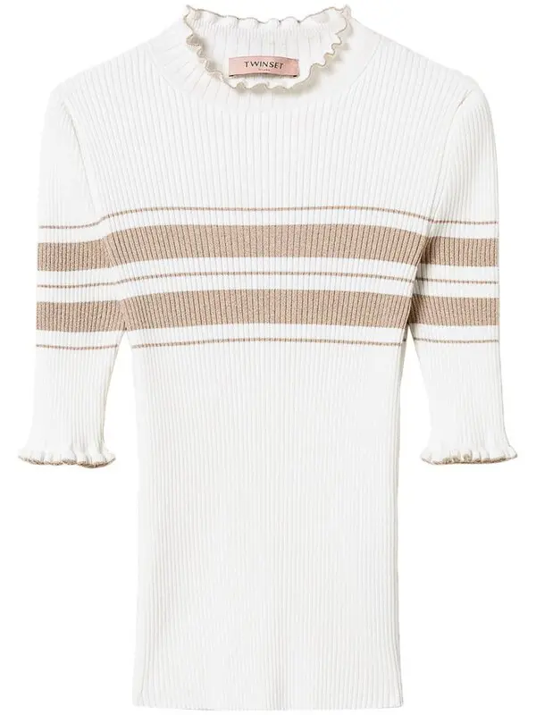 TWINSET Rib-knit Striped Top - White