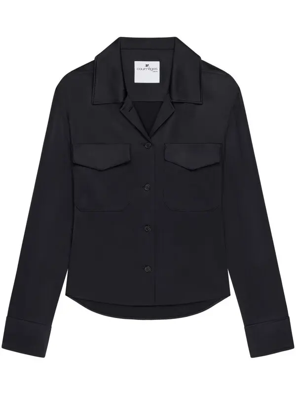 COURREGES Satin Shirt - Black