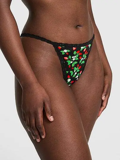 Pink Cotton V-string Panty - Print