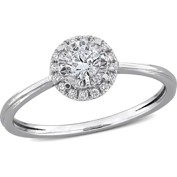 JULIANNA B. 18k Lab-grown Diamond Halo Engagement Ring - White Gold
