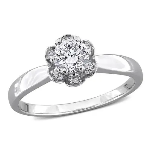 JULIANNA B. 3/5 Ctw Lab-grown Diamond 18k Flower Ring - White Gold