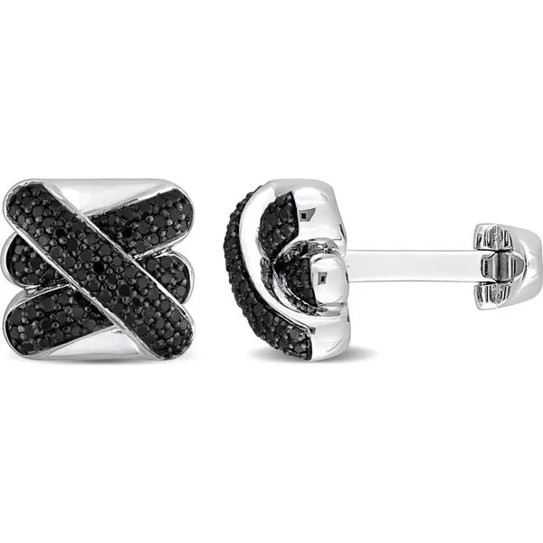 JULIANNA B. Square Crossover Cufflinks - Black Diamond